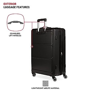 SwissGear 8090 Hardside Expandable Luggage with Spinner Wheels, Black, Checked-Large 28-Inch