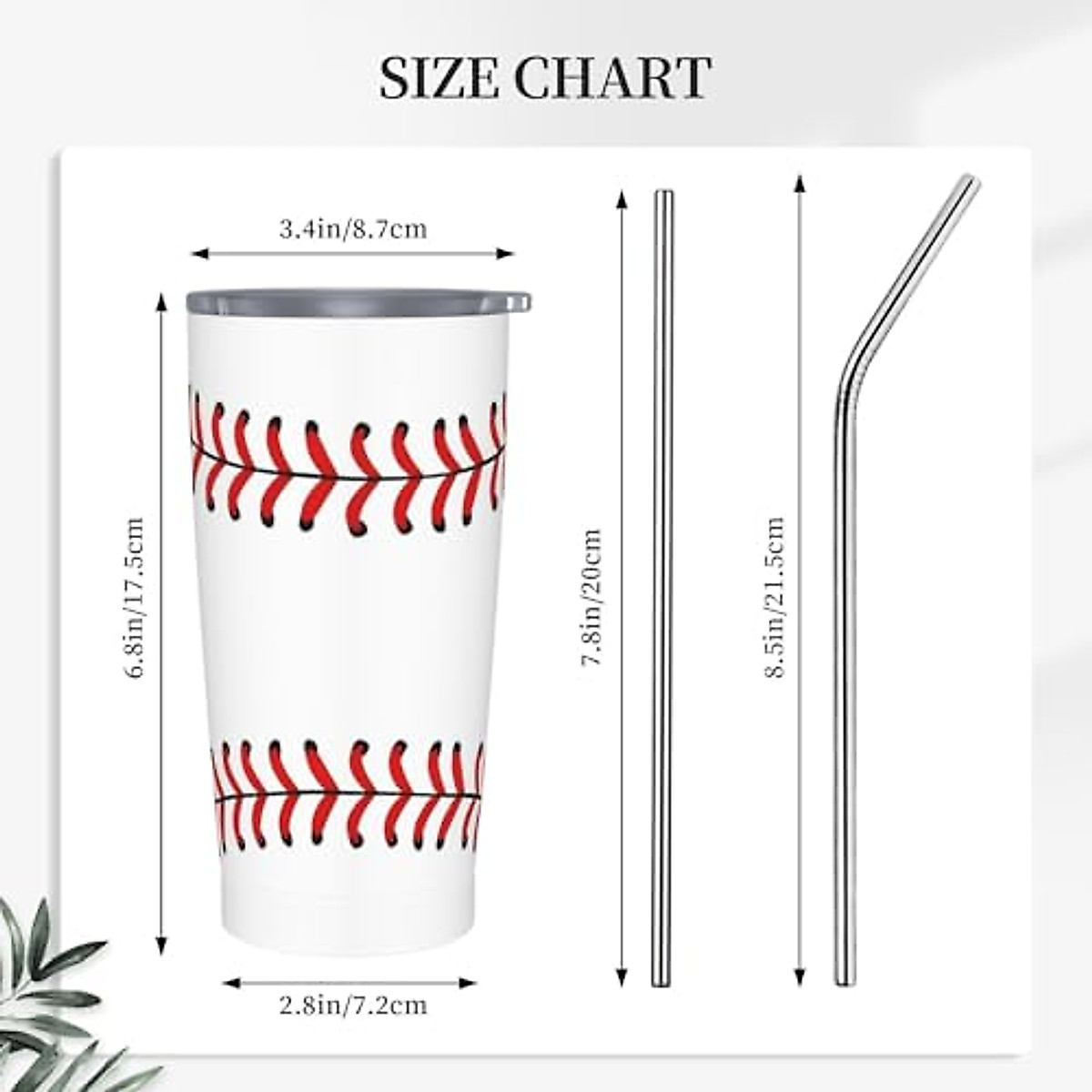 IYERSKD Baseball Lace 20 oz Stainless Steel Tumbler Vacuum Insulated Leakproof Travel Mug for Car Office Gym