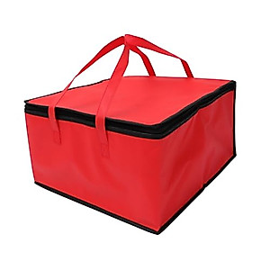 Zerodeko Insulation Bags Insulated Food Bag Foldable Warm Bag Lunch Bag Insulated Succulent Plush Toy Pizza Warmer Bag Insulated Grocery Bag Shopping Tote Zipper Tote Red Non-woven Fabric