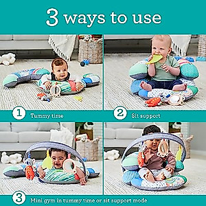 Infantino 3-in-1 Tummy Time, Sit Support & Mini Gym - Removable Toy Arch - Musical Koala Pal, Soothing Leaf Teether & Peek-and-See Mirror - for Babies, 0M+
