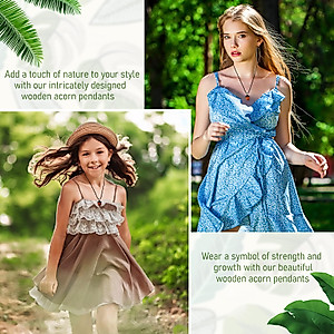 Sasylvia 10 Pcs Wood Acorn Charms Nut Acorn Pendant with Black Waxed Necklace Cord and Lobster Claw Clasp for DIY Accessories Pendant Decorations Jewelry Making