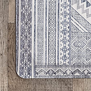 nuLOOM Southwestern Bordered Kitchen or Laundry Comfort Mat, 20" x 32", Blue