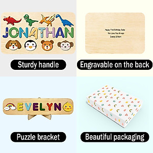 OELTTG Name Puzzle for Kids Personalized, Easter Basket Stuffers, 1st Birthday Gifts,Custom Baby Easter Gifts, Toddler Wooden Puzzles, Early Learning Toys for Baby Boy or Baby Girl