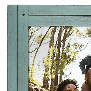 Americanflat 11x14 Picture Frame with Polished, Crystal Clear Glass - Hampton Collection - Distressed Wood Picture Frames for Vertical or Horizontal Wall Display - Turquoise Blue