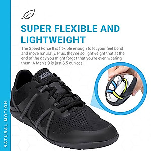 Xero Shoes Barefoot Shoes for Men | Speed Force Men’s Barefoot Running Shoes | Zero Drop, Wide Toe Box, Ultra Lightweight, Minimalist | Black, Size 14