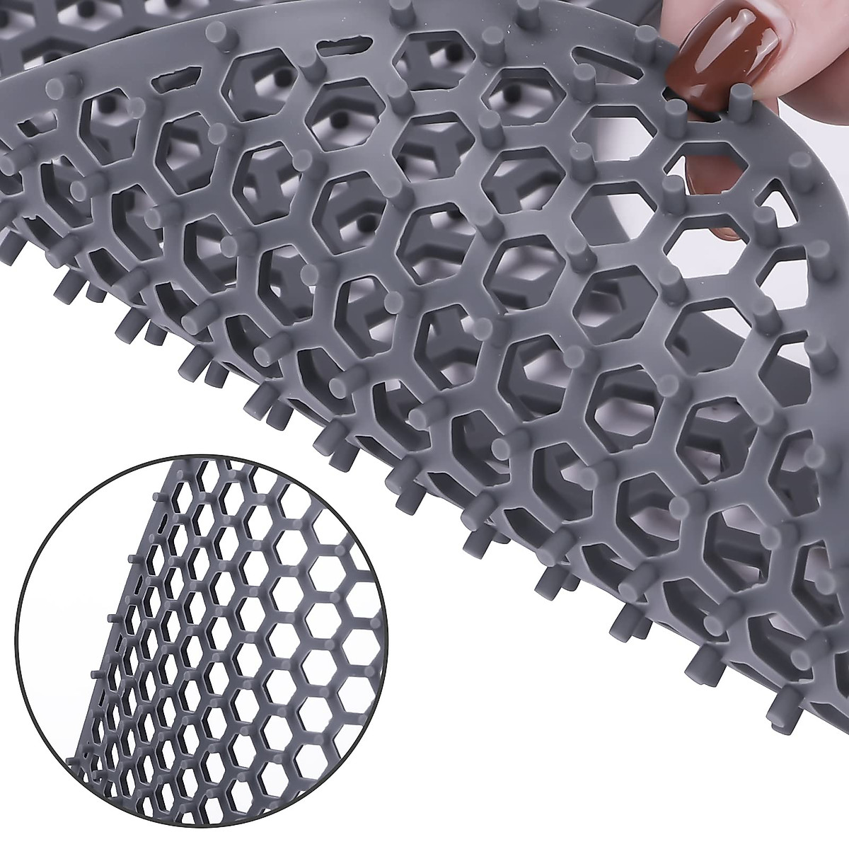 LONGFITE Sink Protector Mats 2 Pcs Silicone Kitchen Sink Mat Draining Heat Proof Mat with Rear Center Drain (Rear Drain)