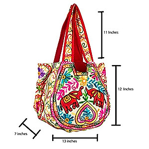 TribeAzure Elephant Tote Embroidered Mirror Shoulder Bag Top Handle Satchel Summer Beach Casual Fashion