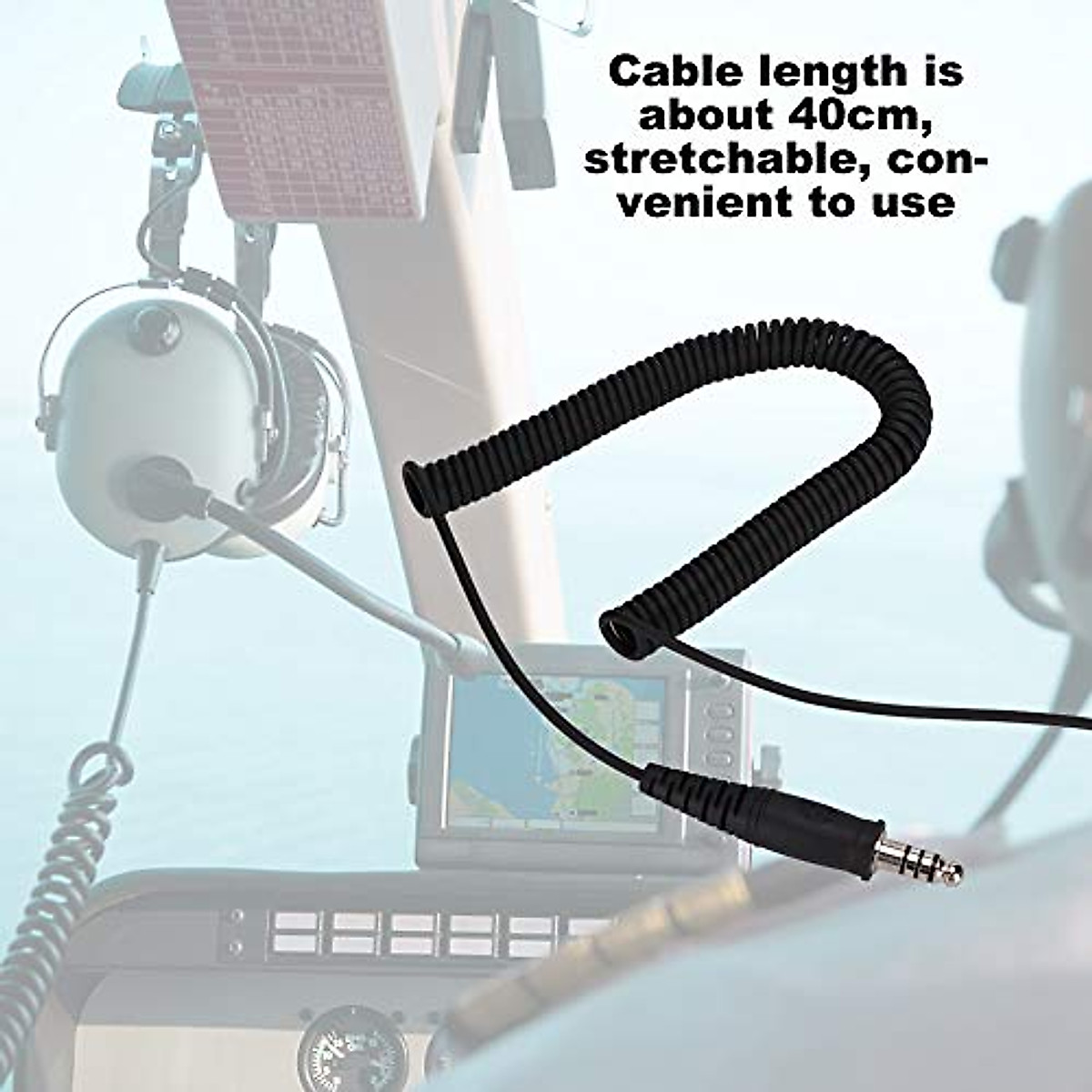 Tyenaza Coiled Cord, Helicopter Headset Cable, Headset Cable Adapter, DIY Replacement Cable Spring Adapter Cord for Helicopter Headset U-174/U Military Connector