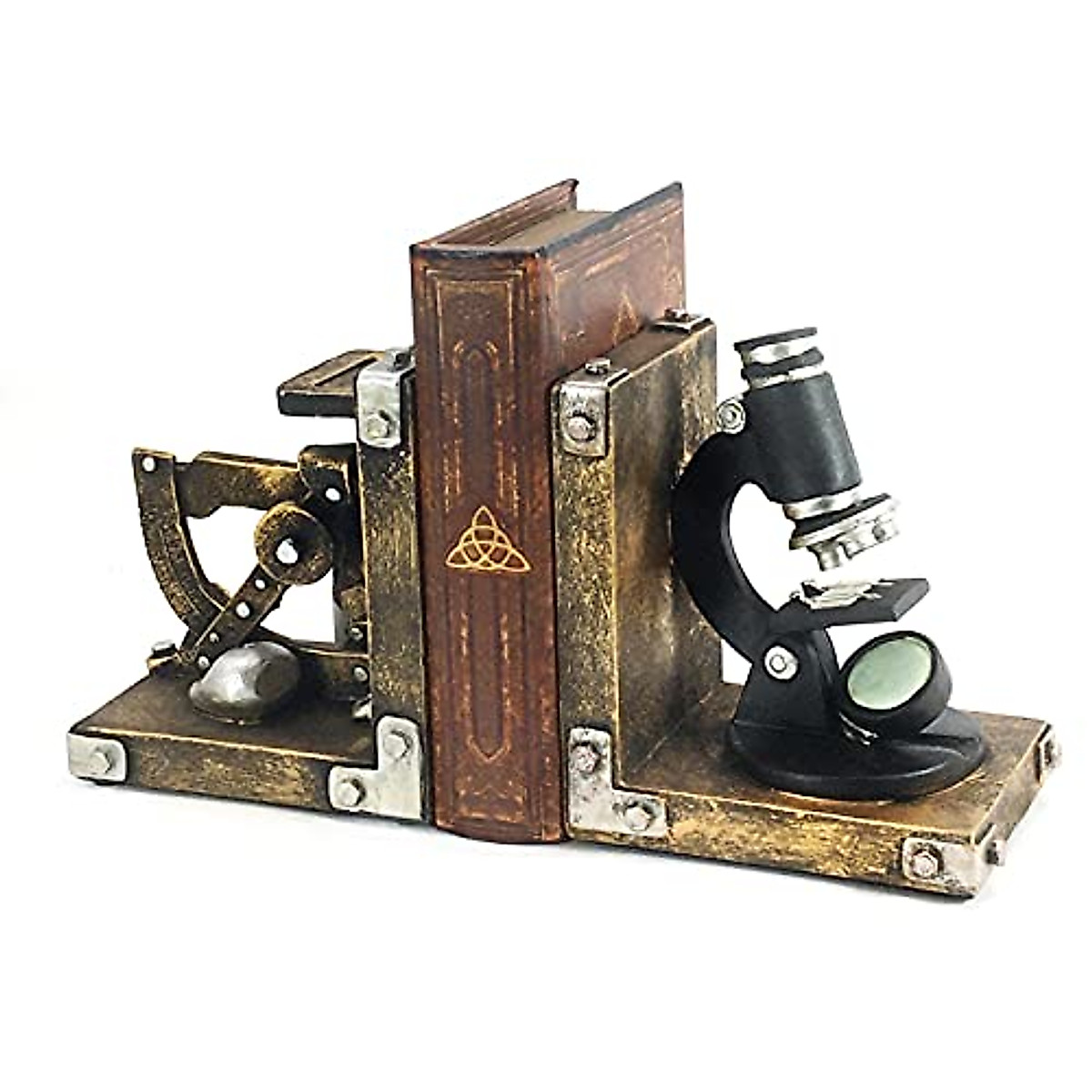 Bellaa 22731 Decorative Bookend Home Decor Scientist Book Ends Support Bookshelves Science Gift Heavy Duty Non Skid Gold 6 Inches