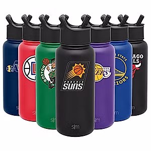 Simple Modern Officially Licensed NBA Phoenix Suns Water Bottle with Straw Lid | Vacuum Insulated Stainless Steel 32oz Thermos | Summit Collection | Phoenix Suns