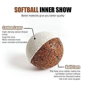 Oeab Sports Practice Softballs 4 Pack 12-Inch Yellow Softballs Unmarked Autograph Softball Official Size and Weight Softbal for Games, Practice, Training, Hitting, Pitching, Fielding