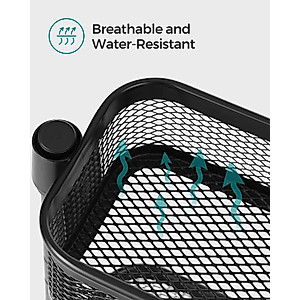 SONGMICS Slim Storage Cart, 4-Tier Metal Rolling Cart with Wheels, Flexible Baskets, Narrow Cart for Kitchen, Bathroom, Laundry Room, Easy Assembly, Black UBSC065B01