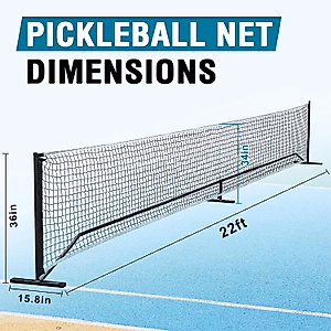 RXUTOTE Portable Pickleball Net Set, 22 FT USAPA Regulation Size for Full Court System Outdoors Driveway Matches, Easy Setup to Experience Competitive Pickle Ball Game Anywhere