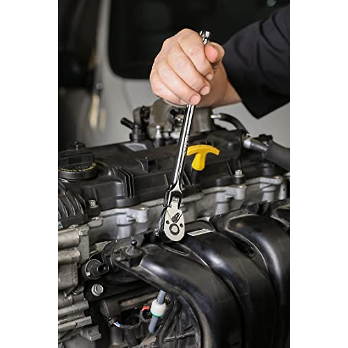 ARES 42028-3-Piece 72-Tooth Flex Head Ratchet Set - Premium Chrome Vanadium Steel Construction & Chrome Plated Finish - 72-Tooth Quick Release Reversible Design with 5 Degree Swing