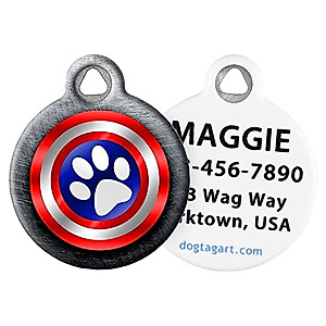 Dog Tag Art Canine America Shield Personalized Pet ID Tag for Dogs, Silent Customized Dog Tag (Small)