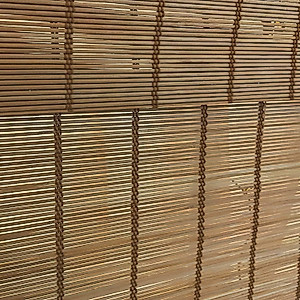 MOOD Custom Bamboo Shades | Modern | Cordless Bamboo Roman Shades for Windows and Doors (Natural Woven) | Modern Camel (Sheer) | Custom Size