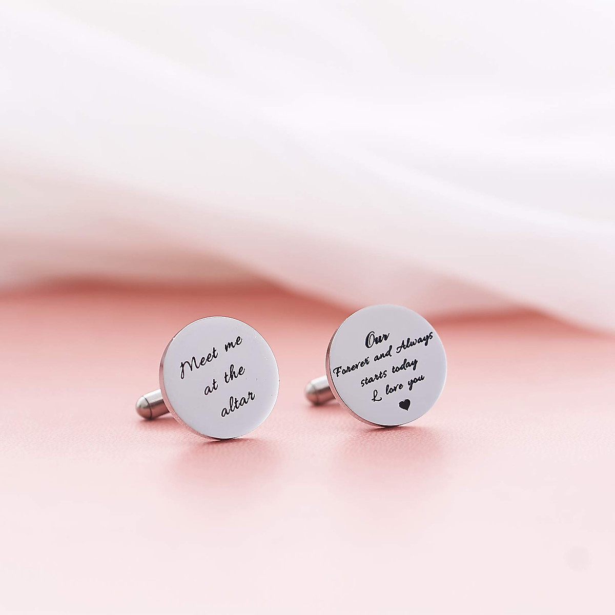 Melix Home Stainless Steel CuffLinks for Men Groom Meet Me at The Altar Wedding Gifts Cuff Links (our forever and always stars today)