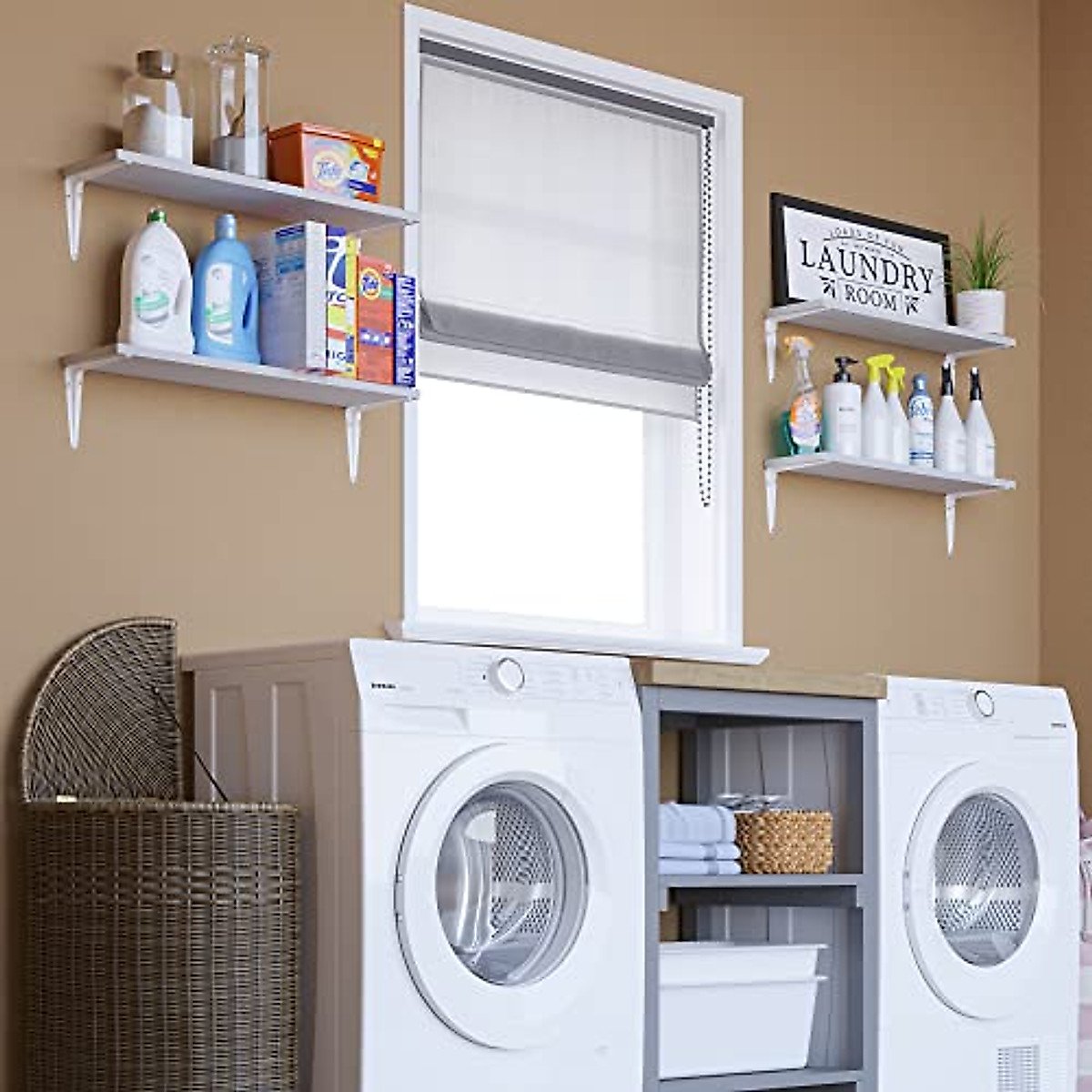 Wallniture Arras Floating Shelves for Bathroom Decor, 24" White Bookshelves for Living Room, Bedroom, Home Office, Organization and Storage Wall Shelf Set of 4