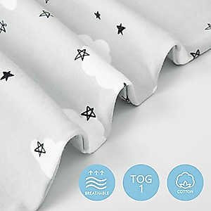TILLYOU Sleep Sack 2 Pack - Baby Wearable Blanket with 2-Way Zipper,Extra Soft Sleeveless Sleep Sack for Boy Girl, 18-24 Months,Grey Cloud&Gray Arrow