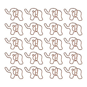 20Pcs Cute Elephant Shaped Paper Clips,Rose Gold Journal Paper Clips Metal Bookmark Clips Office Supplies with Storage Box for Document Organizing