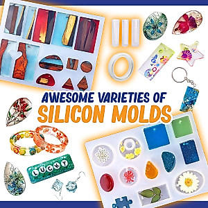 Insnug Epoxy Resin Molds Jewelry Making Kit-Silicone Mold Resin Kit Dried Flowers,Arts and Crafts Supplies Dye for Jewelry Storage Office Home Decor Decorations Keychain Accessories