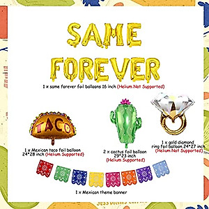 Mexican Gay Mexican Lesbian Bachelorette Party Decorations Kit -Fiesta Same Taco Forever Balloon Banner Taco Diamond Ring Cactus Foil Balloon Mexican Party Banners Funny Bridal Engagement Party
