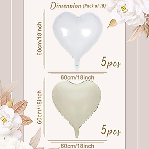 Totelux White Heart Balloons Wedding Decorations Love Foil Balloons Cream White Heart Aluminum Balloons Set for Birthday Engagement Bridal Shower Anniversary Celebration Party Decor Supplies (10Pcs)
