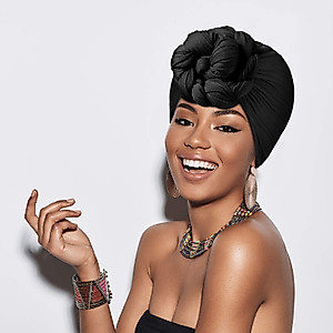 9 Pieces Stretch Head Wraps in 9 Colors Scarf Women African Turban Long Hair Scarf Soft Hair Band for Women Tie Head Scarves