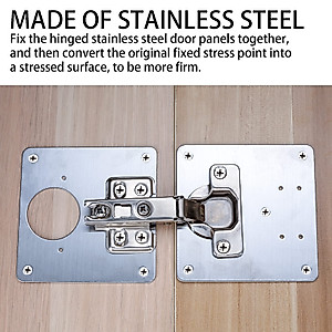 10 Pcs Cabinet Hinge Repair Plates Kits, Kitchen Cupboard Door Hinge Repair Plates, Stainless Steel Hinge Repair Fixing Bracket Plate Kit with Screws/Screwdriver for Kitchen Furniture Cabinet Door