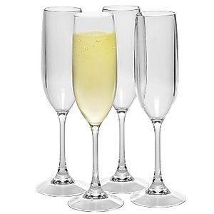 D'Eco Unbreakable Stemmed 12 oz Champagne Flutes (Set of 4) - 100% Reusable Shatterproof Mimosa, Sparkling Wine, Champagne Glasses - Perfect for Hosting & Entertaining - Elegant Cocktail Glasses Set