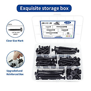 1/4 Hex Lag Bolts 1" 1-1/2" 2" 2-1/2" 3", JROUTH 155PCS Black Oxidized, Hex Lag Screws Heavy Duty Wood Screws Washers Assortment kit Stainless Steel 18-8 (304)