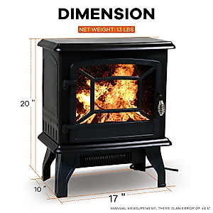 Electric Fireplace, 20" Fireplace Heater 3D Flames TV Stand Freestanding Fireplace Portable CSA Approved Safety 1500W Realistic Log Flame for Home Office (Black)