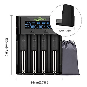 4 Slots 21750 21700 Battery Charger,4 Slots Ni-MH AA 18650 Battery Charger 21700 Charger for 20700 22700 22650 26650 26700 16340 (RCR123) 17670 Battery with PCB Protection Board