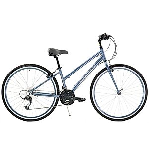 Gravity Swift 24 Dlx24 Super Hybrid Bike 24 Speed Flat Bar Road Bicycle (14 Ladies Stepthru fits Riders 4' 10" to 5' 5", Silver)