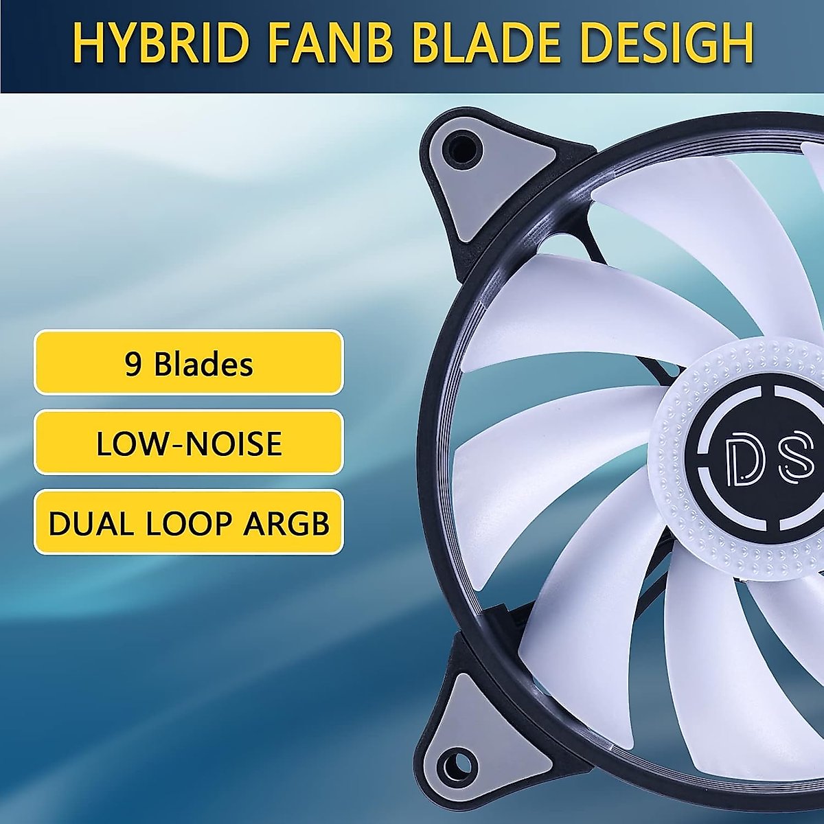 DS 120MM Case Cooling Fan for Computer Case, Fans Side LED Running Lights Effect for PC Case, ARGB Fans with Controller Kit (6Pack RGB Fans kit, G Series)
