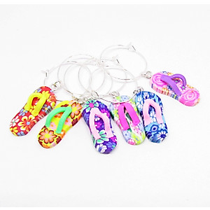 Flip Flop Wine Glass Charm Set - Beach Wine Accessories - Hostess Gift - Wine Party Favors - Wine Lover Gifts