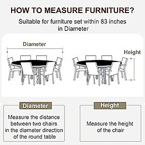 Round Patio Furniture Covers Waterproof & Heavy Duty 84 Inch, 600D Oxford Cloth Outdoor Patio Table Cover, 84" Dia x 28 H Patio Covers for Outdoor Furniture & Dining Table and Chairs Set