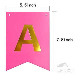 Roseo Pink Happy Birthday Banner Signs Golden Sparkle Funny Birthday Party Supplies for Girls Birthday Party Birthday Decorations Nursery Hanging Decorations 13 Pieces