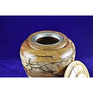 Royal Yellow Lichtenberg Figure Urn for Human Ashes Wooden Urn Box with Lid Pet urn Cremation urn Burial Urn Box Adult Funeral Urn Resin Urn Ashes Keepsake Urn for Ashes Wooden Urns (Extra Large)