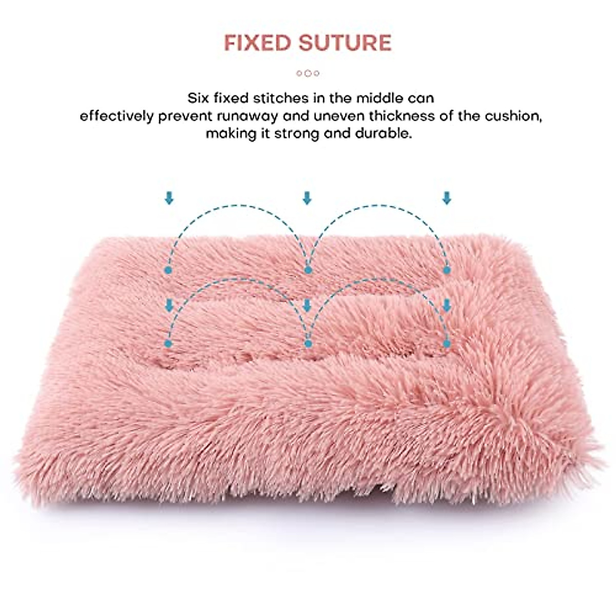 Lucky Monet Small Dog Beds 21" x 12", Fluffy Calming Dog Bed Washable Dog Crate Mat Plush Rectangle Pet Bed with Anti-Slip Backing, Long Plush Pet Beds for Dogs Cats Puppies