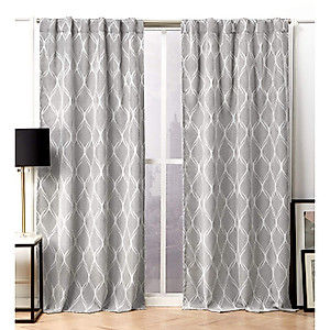 Nicole Miller Circuit Curtain Panel, 52x84, Ash Grey, 2 Panels