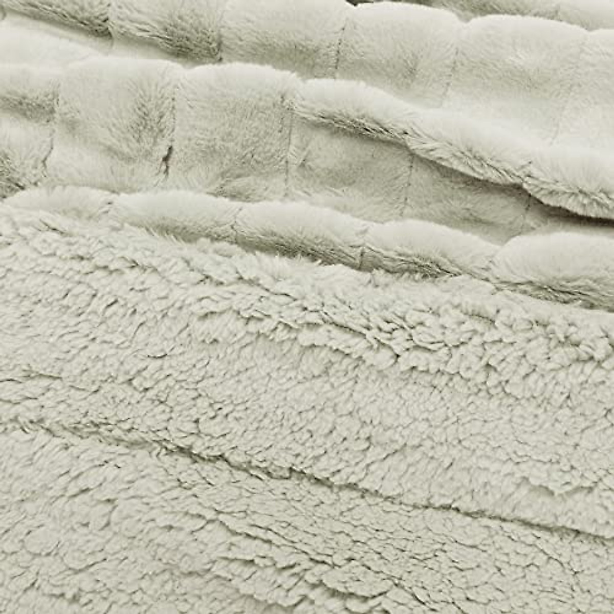 Home Soft Things Super Mink Faux Fur Throw, 60" x 80'', Oatmeal, Luxurious Fluffy Cozy Elegant Throw with Sherpa Backing Fuzzy Throw for Couch Living Room Bedroom Home Décor