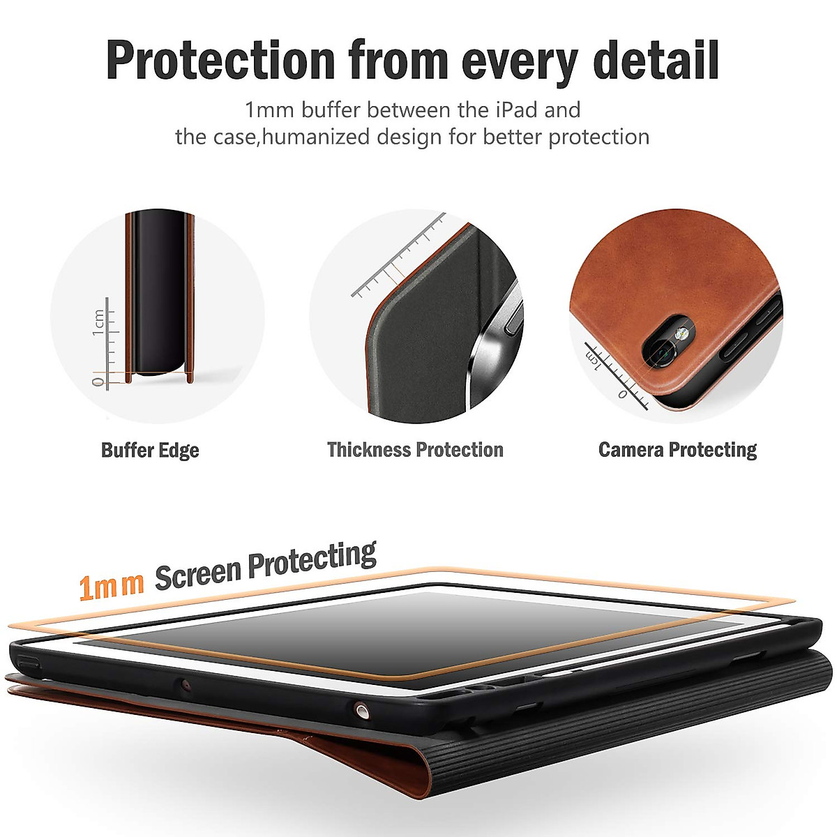 Antbox Case for iPad Pro 10.5 / iPad Air 3 with Built-in Pencil Holder Auto Sleep/Wake Function PU Leather Smart Cover for iPad Air 3 10.5 Inch 2019/iPad Pro 10.5 2017 (Brown)
