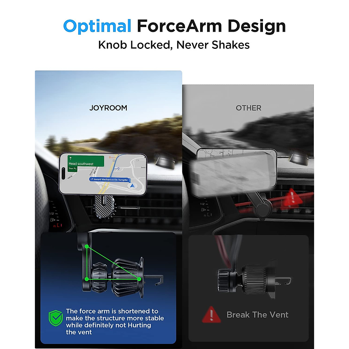 JOYROOM Fits for MagSafe Car Mount, [20 Strong Magnets] Magnetic Car Phone Holder Mount, [Easily Install&Never Blocking Vent] Magnetic Phone Mount for Car for iPhone 15 Pro Plus 14 13 12 MagSafe Case