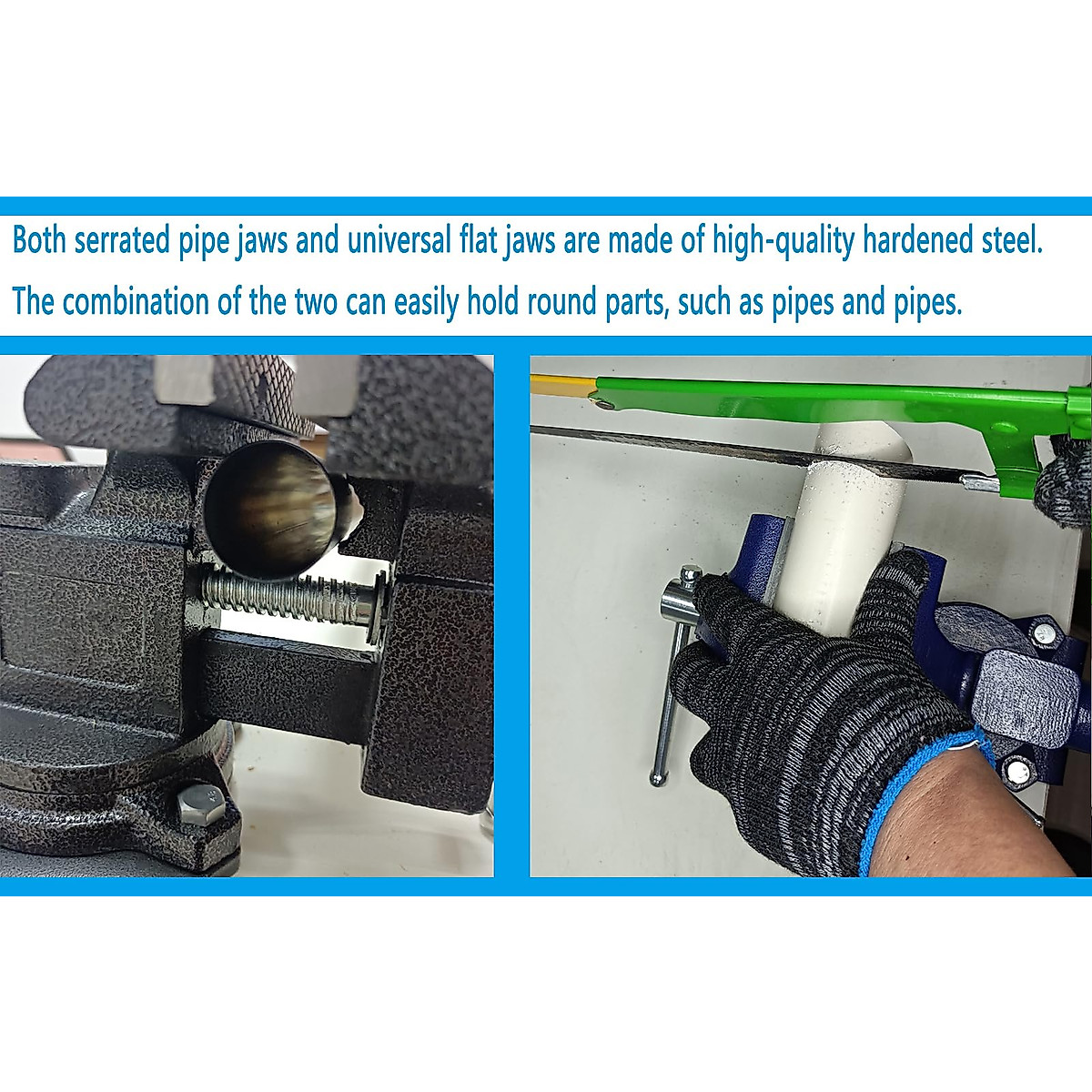 MYTEC 2-In-1 Bench Vise Heavy Duty for Workbench, 6.0" blue, Upgraded Multi-Purpose Table Vice, Universal Rotate 270°Work Clamp-On Vise