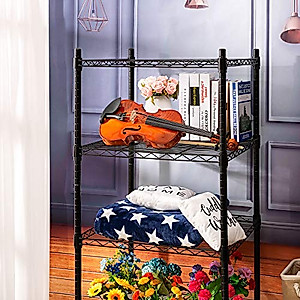 HollyHOME 4 Shelves Adjustable Steel Wire Shelving Rack, Metal Heavy Duty Storage Shelf, Bathroom Storage Tower Kitchen Shelving, 60 * 60CM