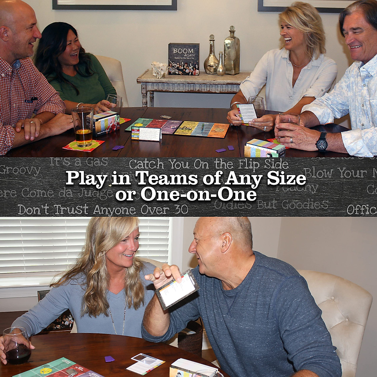 Boom Again Board Game | '50s, '60s and '70s Pop Culture & Music Trivia Game | Best Party Game for Baby Boomers & Seniors for Friends, Parents & Grandparents