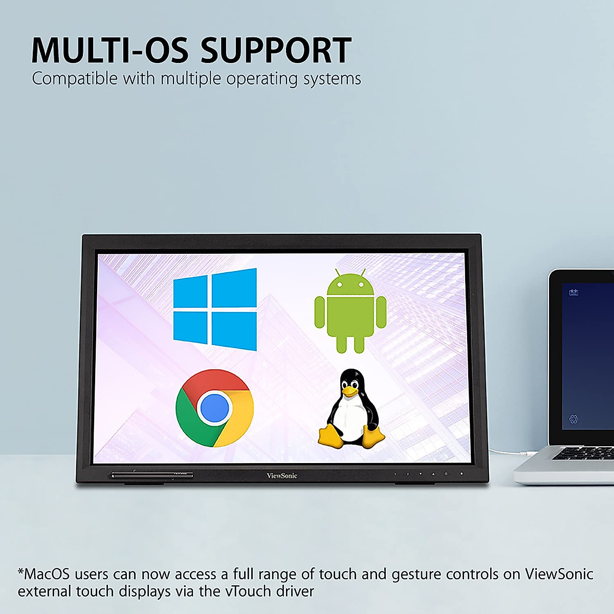 ViewSonic TD2223 22 Inch 1080p 10-Point Multi IR Touch Screen with Eye Care HDMI, VGA, DVI and USB Hub (Renewed)