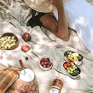 Dailyart Stainless Steel Bento Box, Small Metal Lunch Containers, 304 Stainless Steel Snack Food Containers Metal Bento Box for Kids & Adults, Dishwasher Safe, 550 ml/18.6 oz (Set of 2)