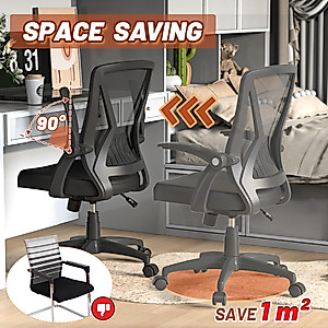 TTD TIANTIANDA Comfy Swivel Adjustable Computer Desk Office Chair with Flip Up Arms and Lumbar Support for Study